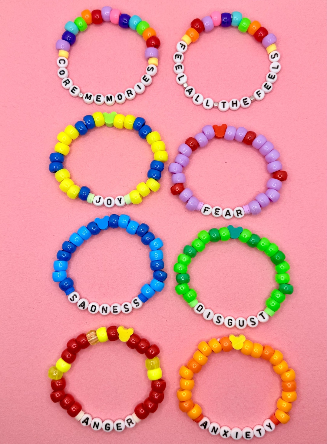 Handmade Beaded Friendship Bracelets: Inside Out 2 Inspired Emotions ...