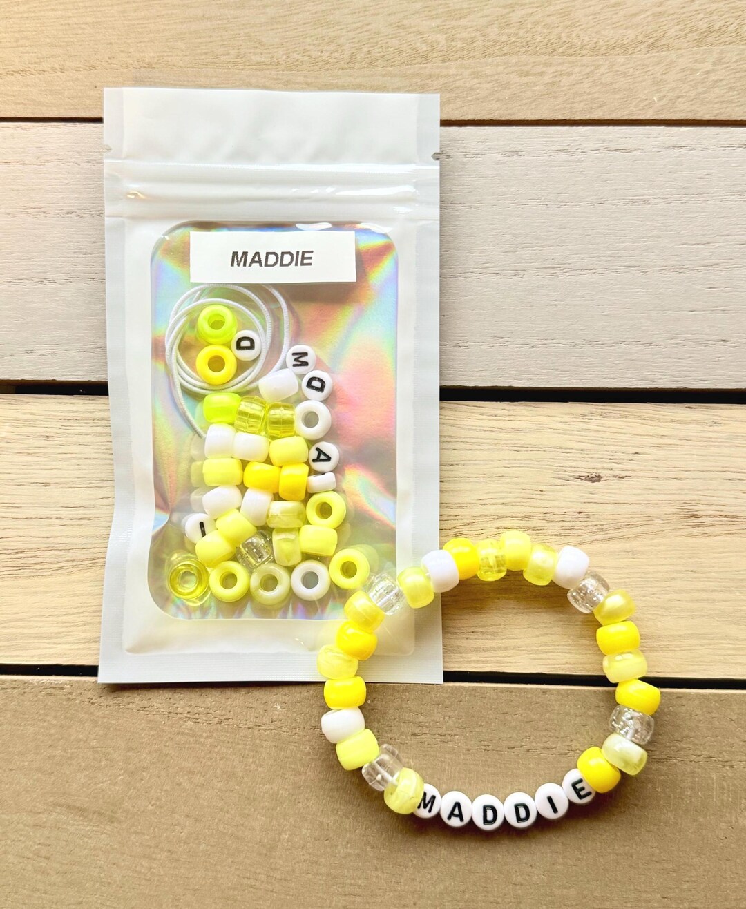 Yellow Friendship Bracelet DIY Kit: Personalized Beaded Bracelet Party ...