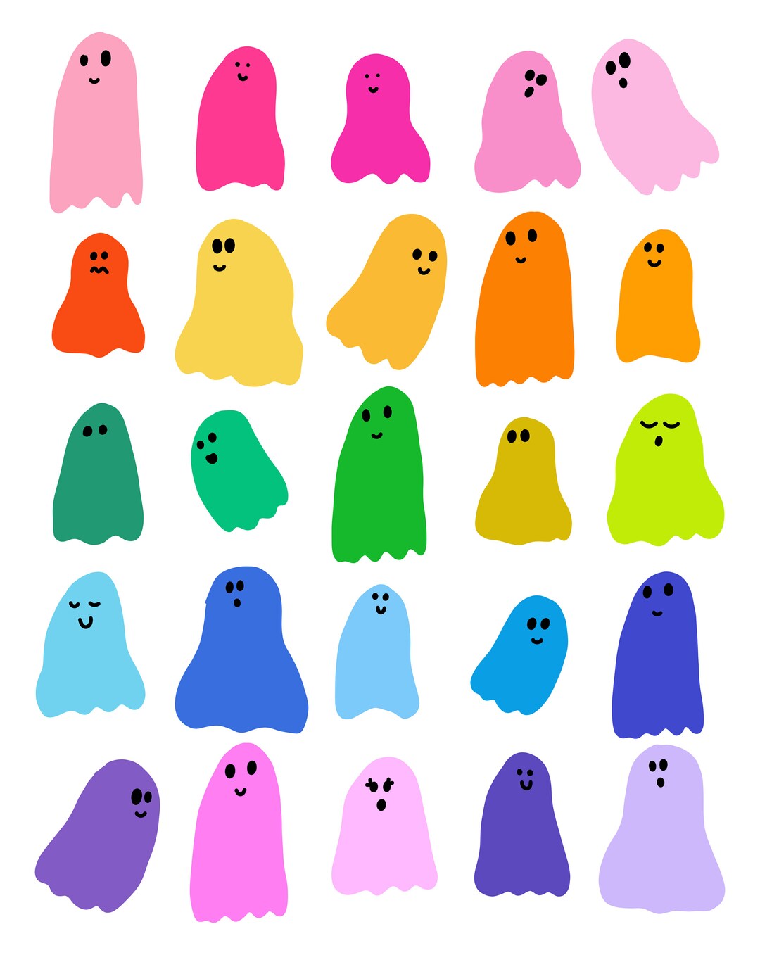 Rainbow Ghosts - Etsy