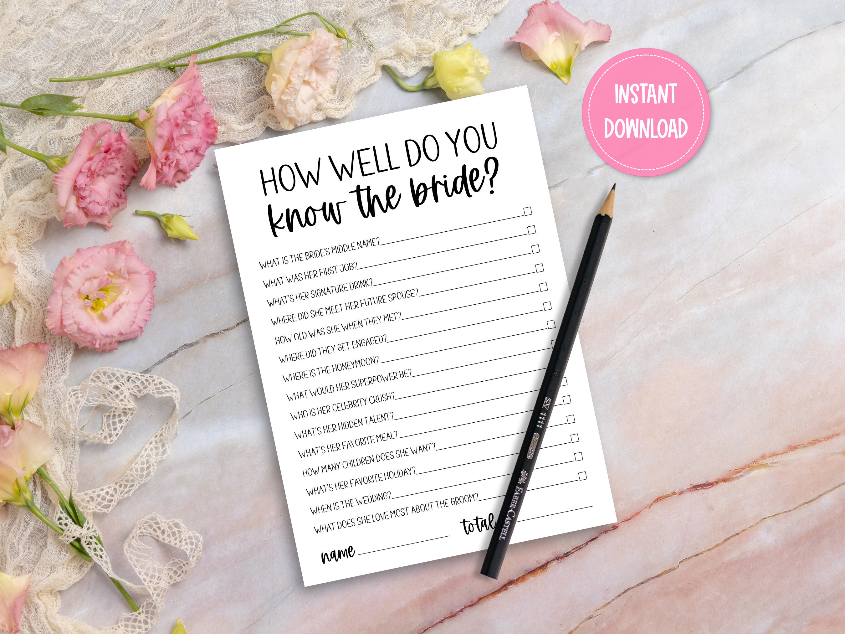 How Well Do You Know the Bride Bridal Shower Party Games - Classic ...