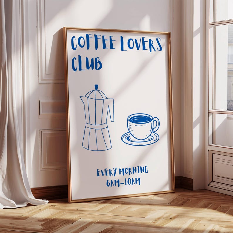 Coffee Lovers Club Digital Wall Print | Cafe Vibes Art | Morning ...