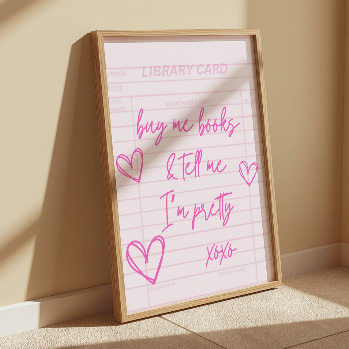 Buy Me Books and Call Me Pretty - Pink Library Card Digital Wall Art ...