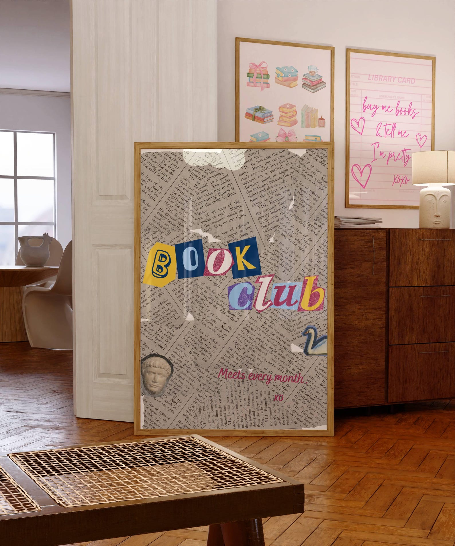 Buy Me Books and Call Me Pretty - Pink Library Card Digital Wall Art ...