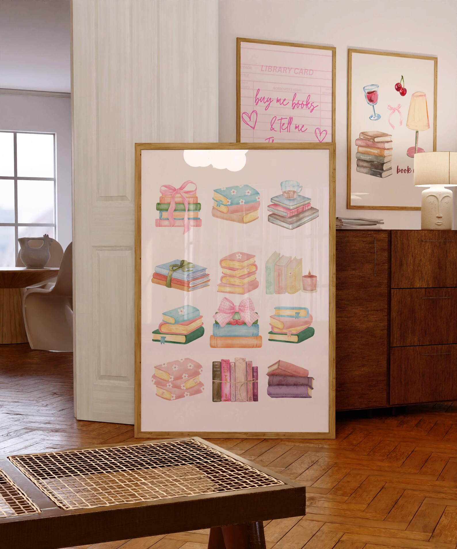 Buy Me Books and Call Me Pretty - Pink Library Card Digital Wall Art ...