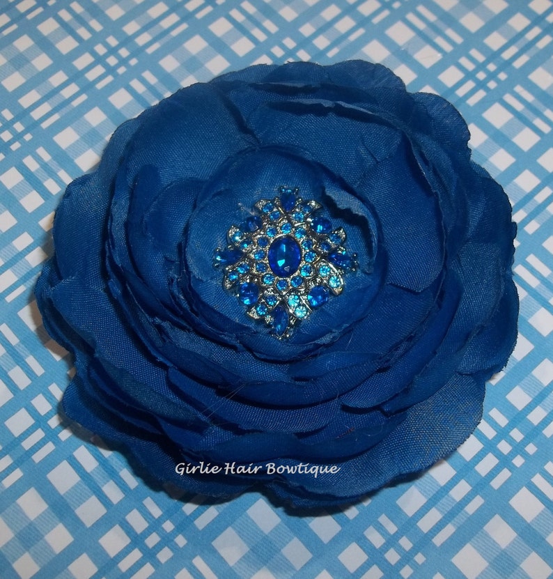 Blue Flower Clip Blue Hair Clip 3.75 Ranunculus Hair | Etsy