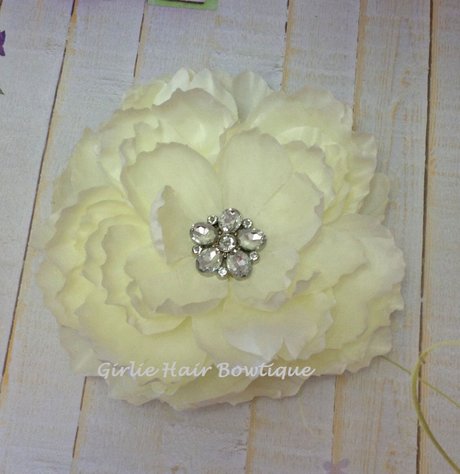 Off White Flower Clip Ivory Flower Clip 5 Cream Peony - Etsy