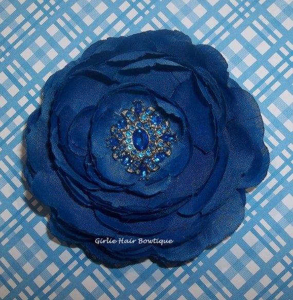 Blue Flower Clip Blue Hair Clip 3.75 Ranunculus Hair | Etsy
