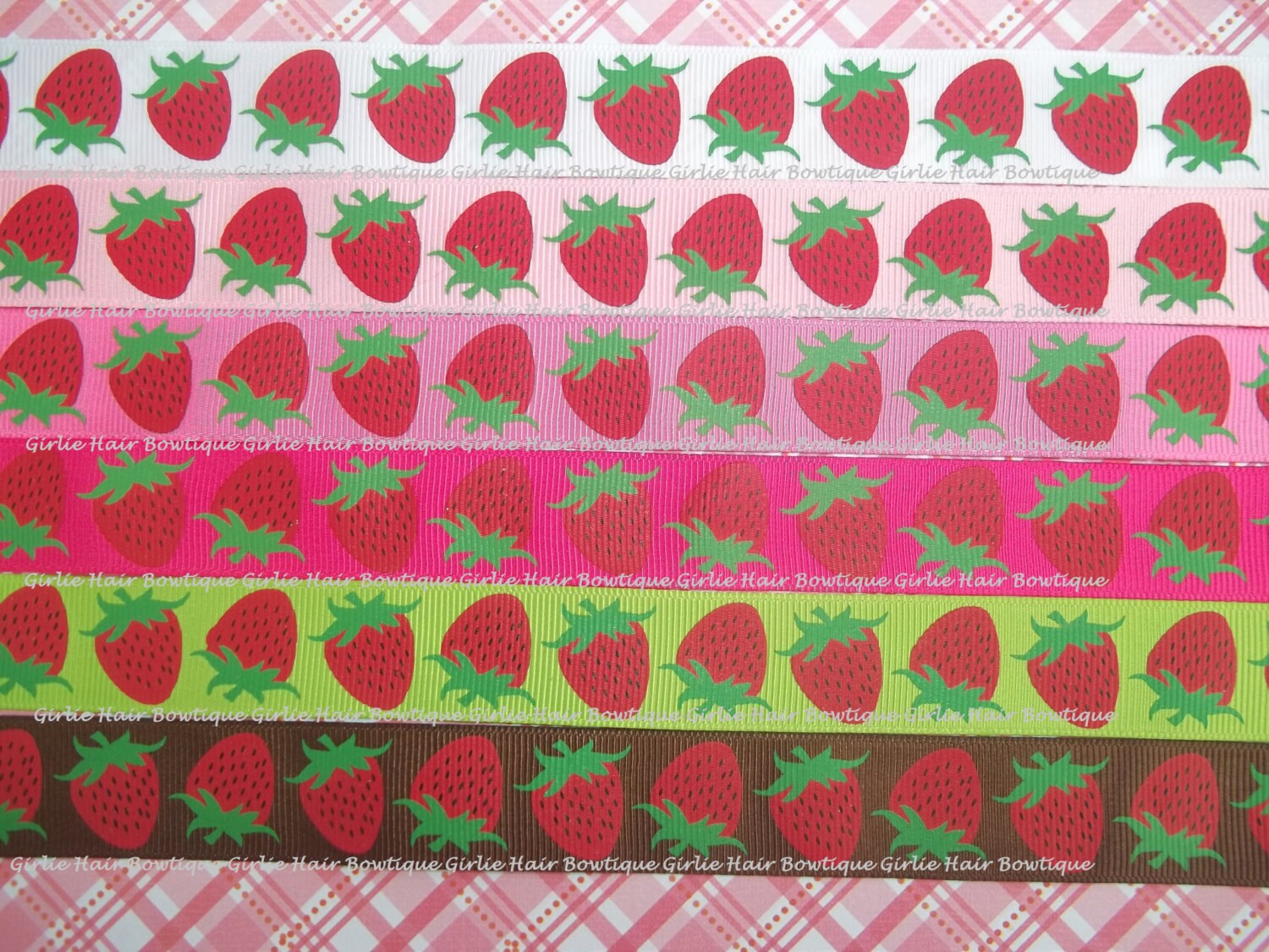 Strawberry Ribbon 7/8 Straw Berry Ribbon Grosgrain | Etsy