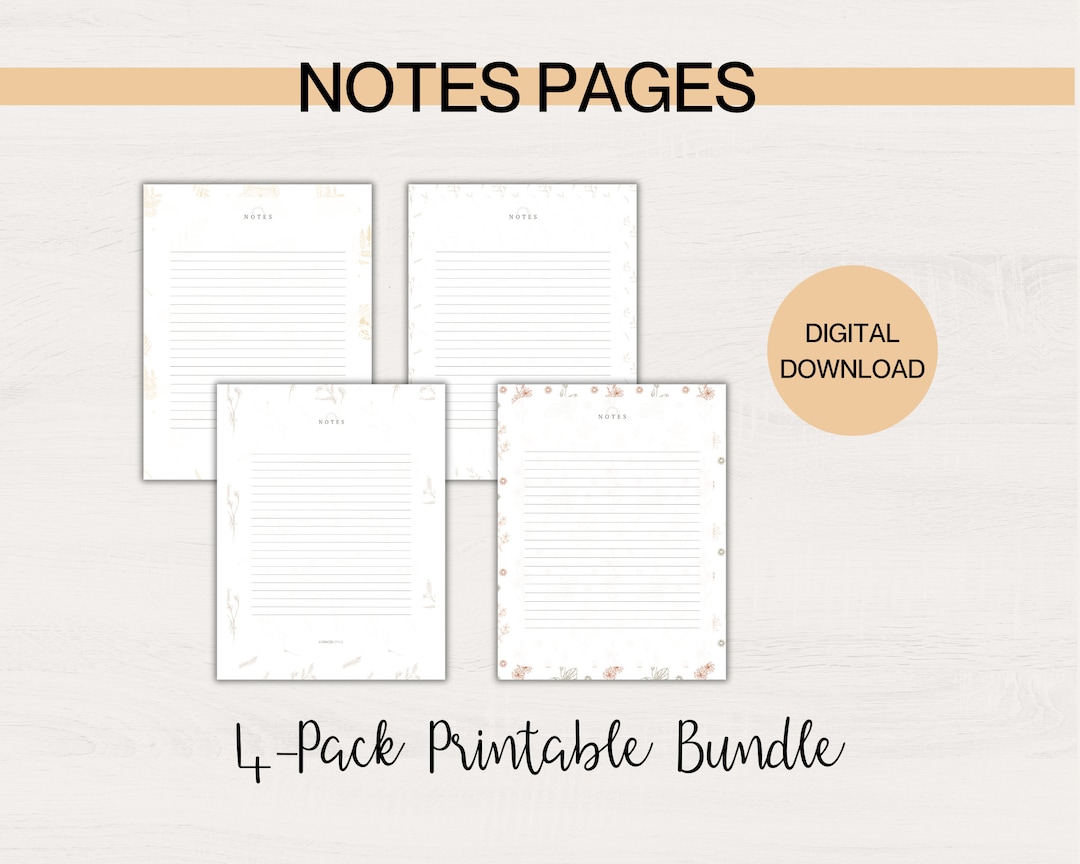 Notes Page Printable, Lined Notes Template, Note Taking, Writing Paper ...