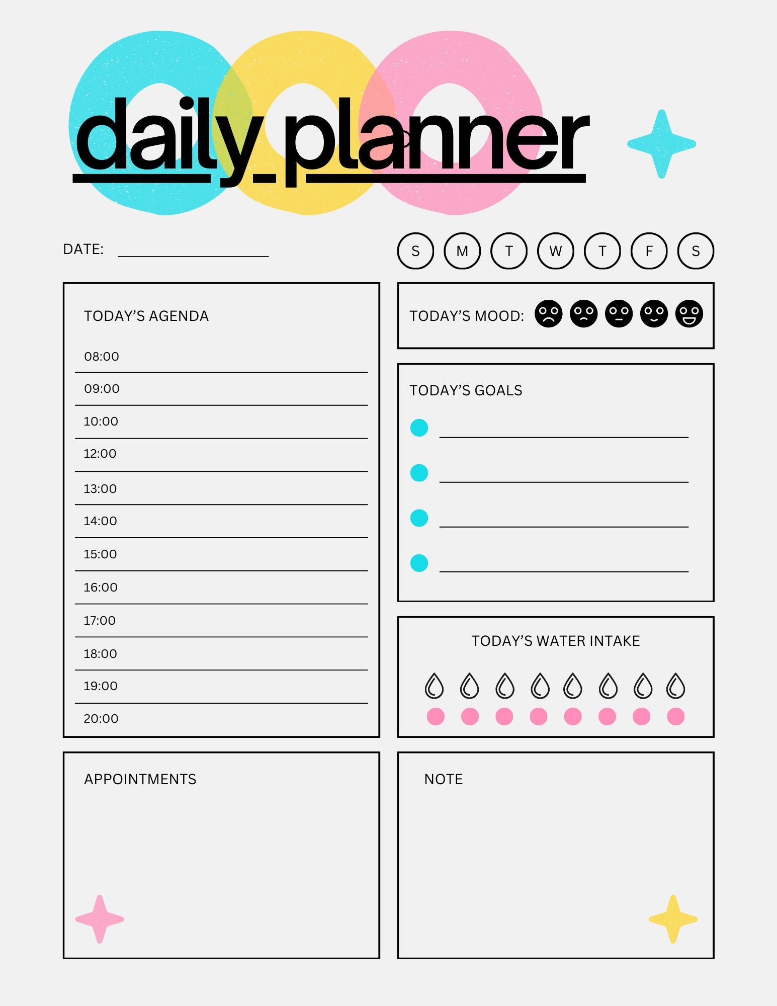 ADHD OCD Printable Daily Planner Agenda Schedule Calendar Organizer ...