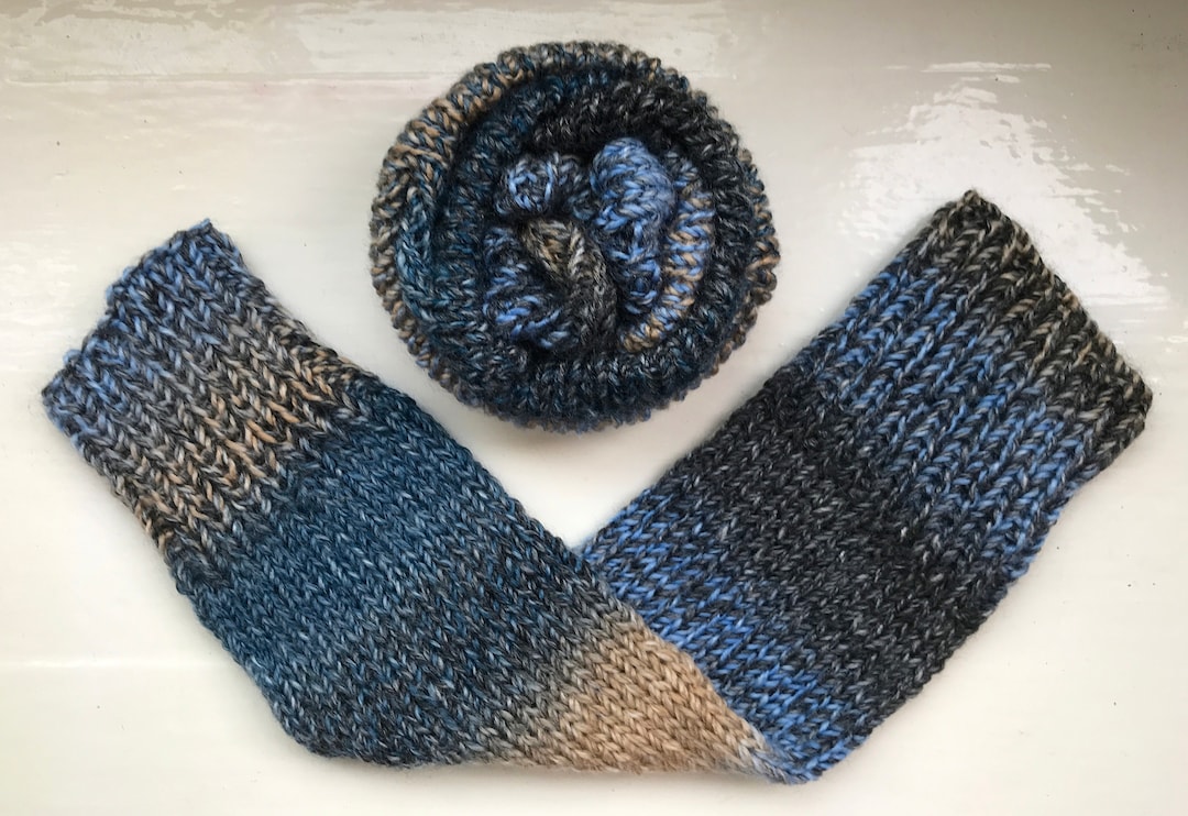 Vegan Leg Warmers Chunky Yarn Warm Blue Grey Beige - Etsy