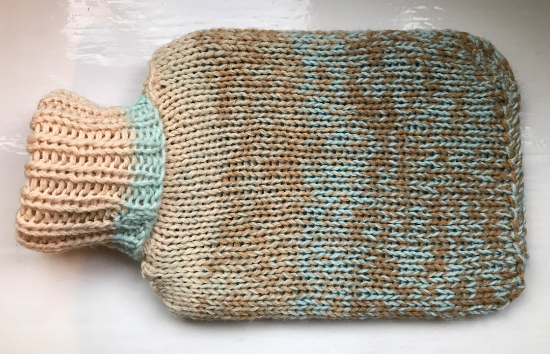 Hand Knitted Hot Water Bottle Cozy, Ombre Design, 2 Liter - Etsy