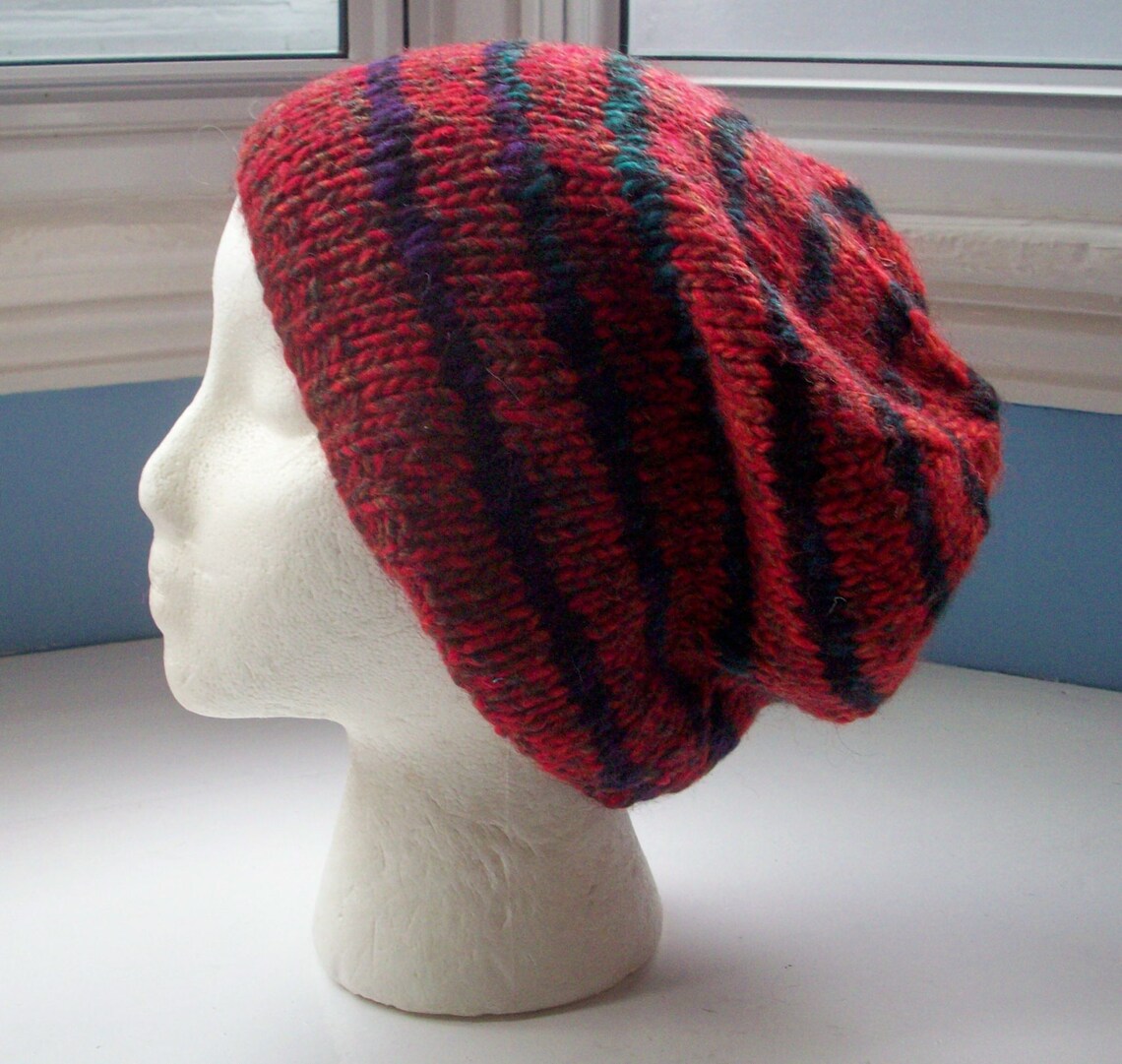 Unisex Beanie Hat Multi Yarn Handspun Hand Knitted Classic Design ...