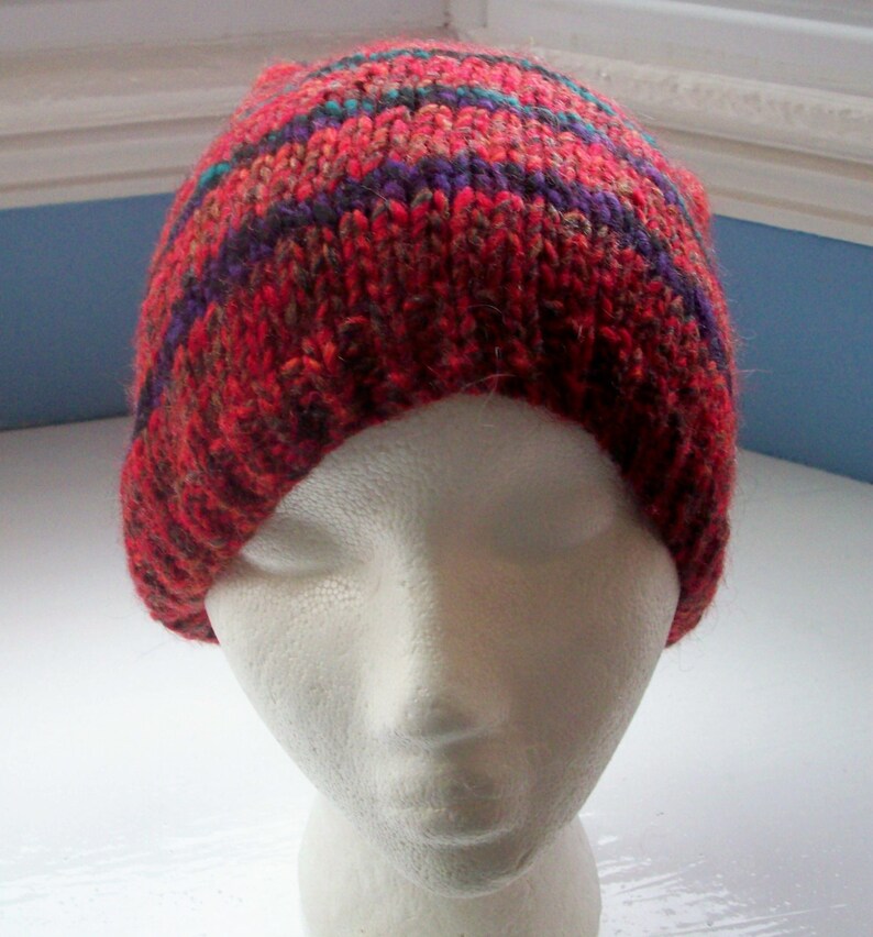 Unisex Beanie Hat Multi Yarn Handspun Hand Knitted Classic Design ...
