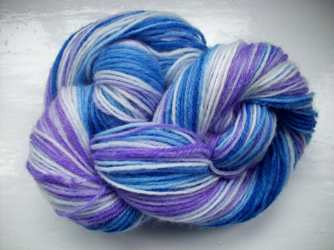 Sock Yarn Hand Dyed Wool Dip Dyed Violet Blue Bold and - Etsy