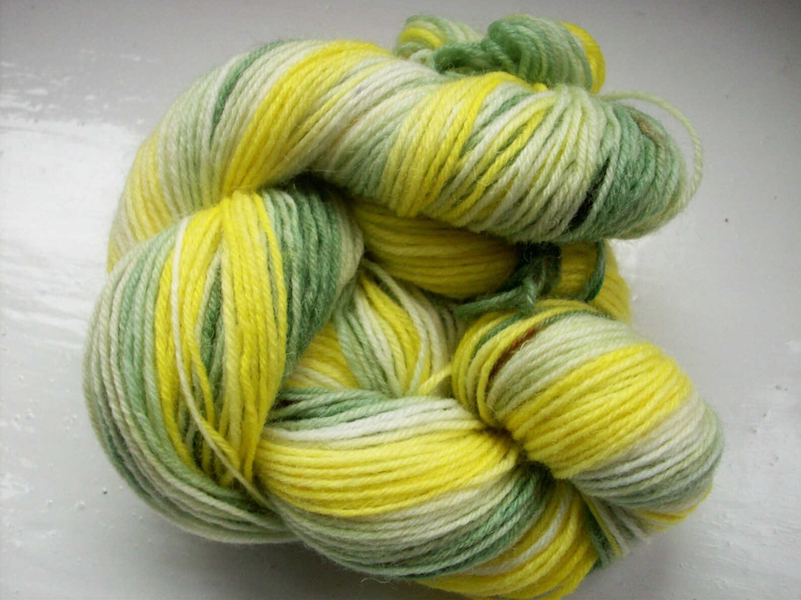 Sock Yarn, Hand Dyed Wool, Dip Dyed, Golden Yellow, Moss Green, Bold ...