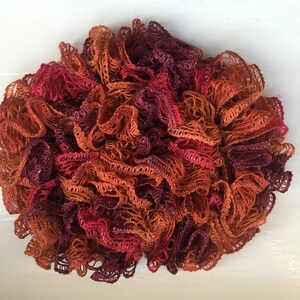 Soft Knit Vegan Frilly Scarf Fun Novelty Lace Yarn Bright Bold Red ...