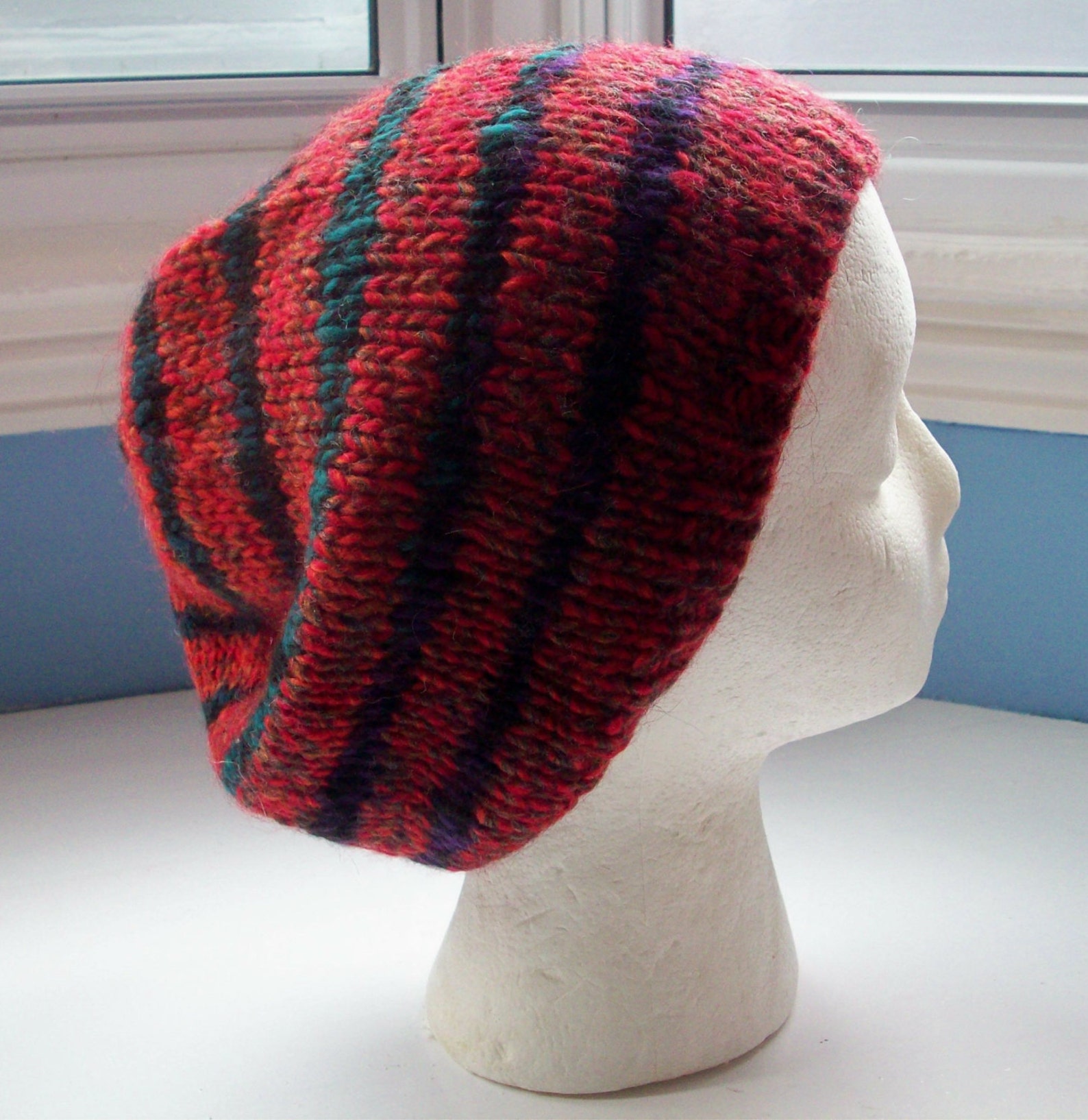 Unisex Beanie Hat Multi Yarn Handspun Hand Knitted Classic Design ...