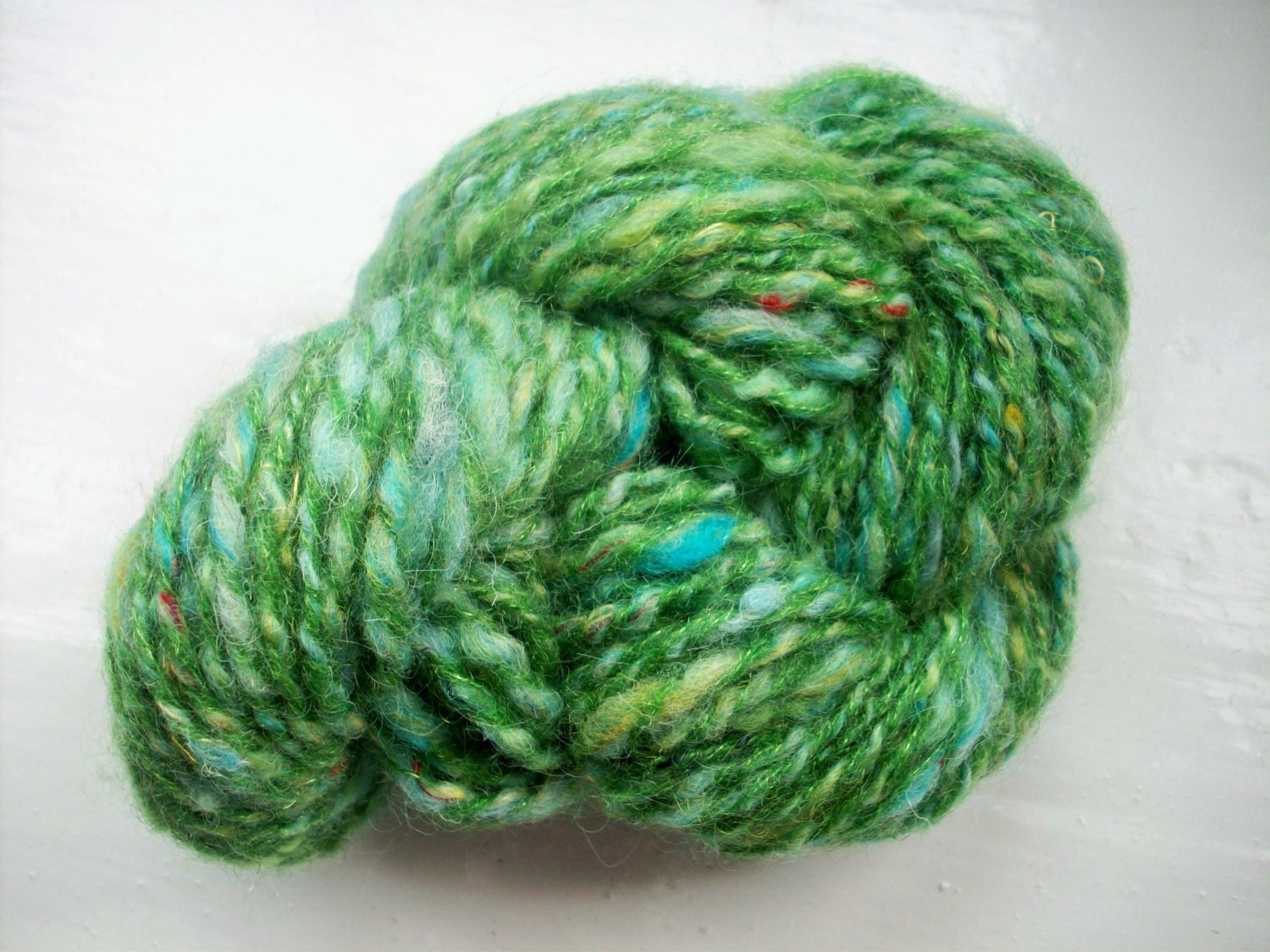 Handspun Art Yarn, Wool, Curls, Kid Mohair, Silk, Angelina Sparkle by ...