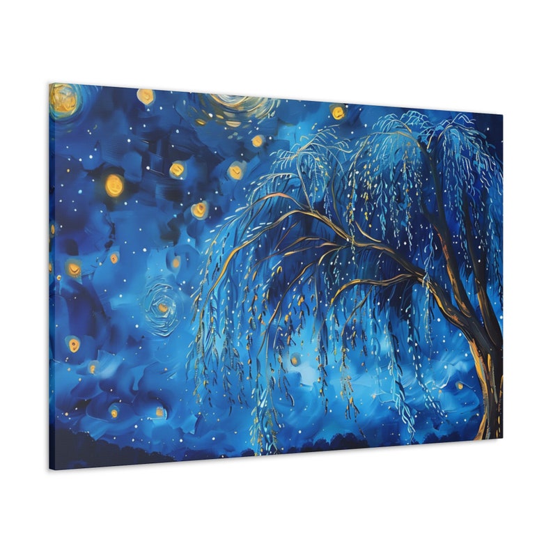 Mystical Willow Twilight Landscape Canvas Print Enchanted Nature Wall ...