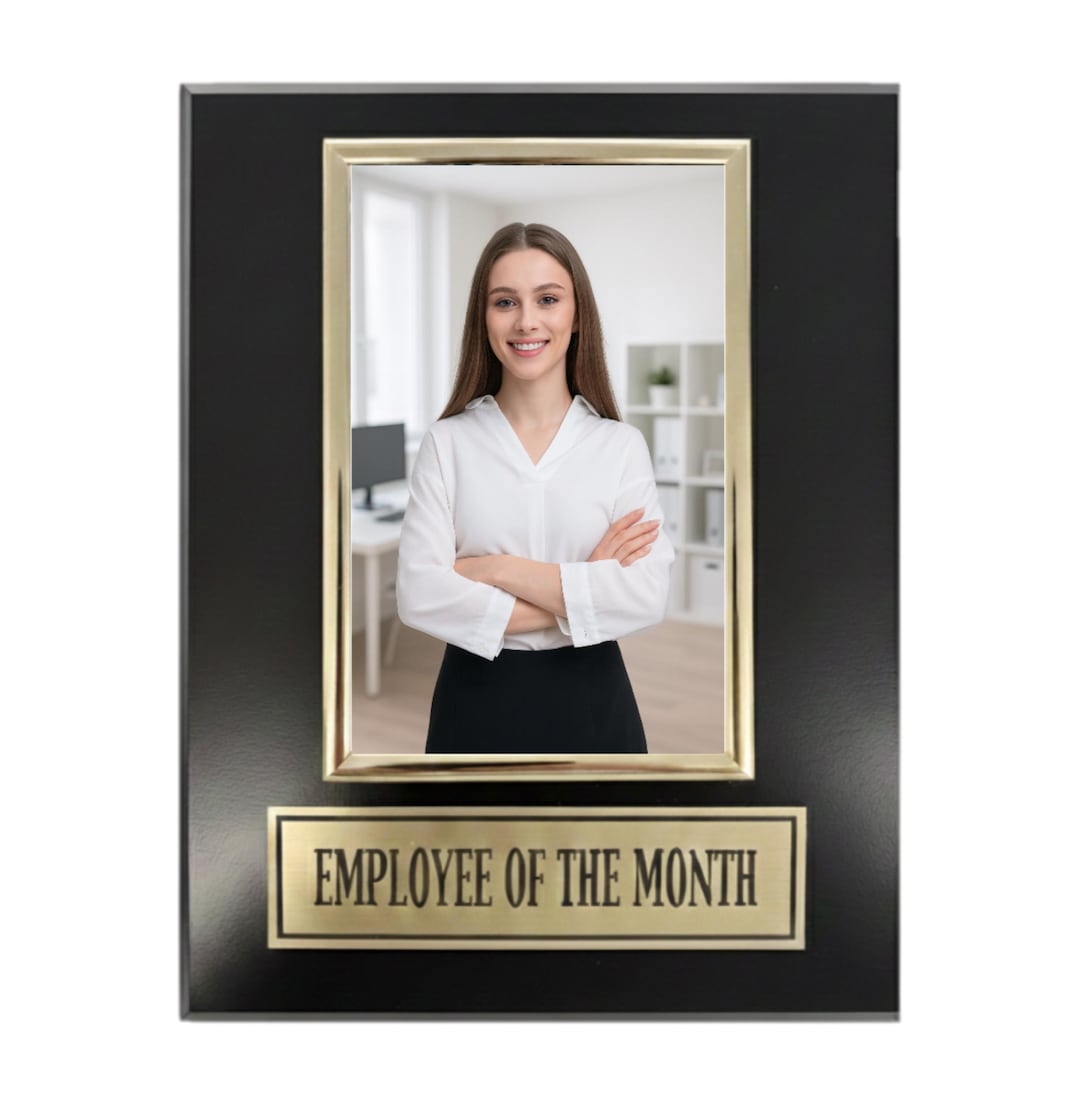 Employee of the Month Award Plaque With Bonus Magnet. Black Matte ...
