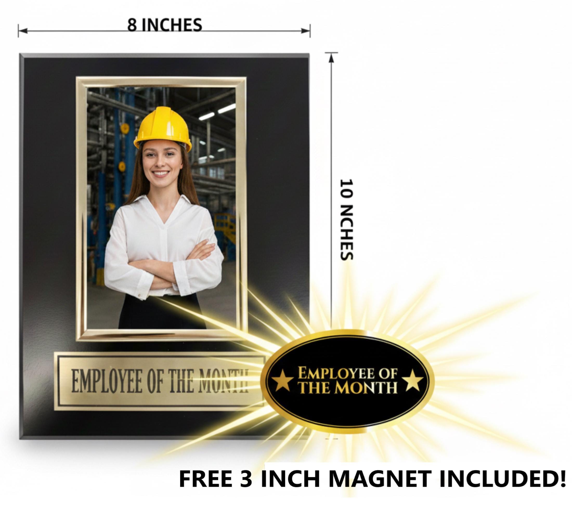 Employee of the Month Award Plaque With Bonus Magnet. Black Matte ...
