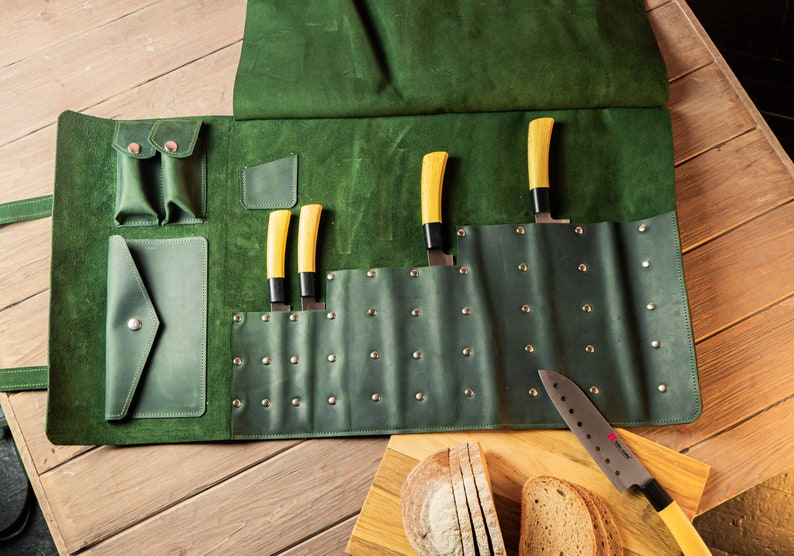 Chef Knife Bag and Leather Tool Roll Personalized Leather Knife Roll ...