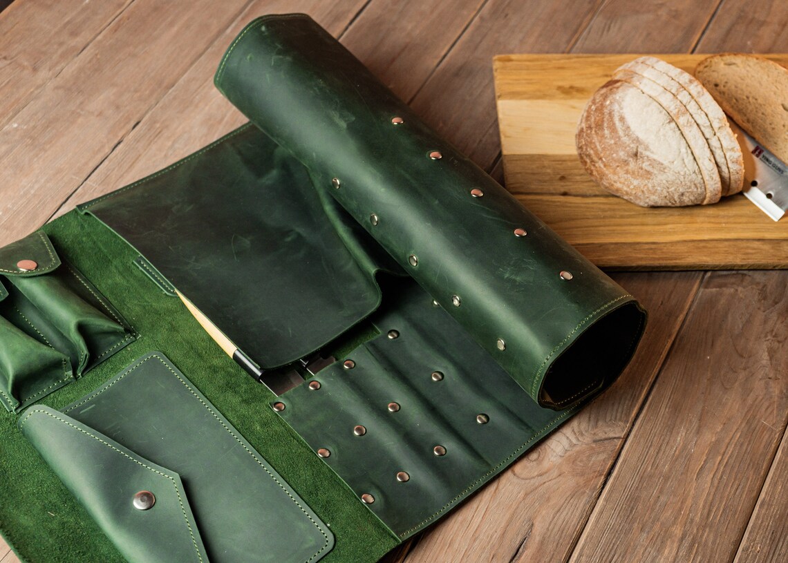 Chef Knife Bag and Leather Tool Roll Personalized Leather Knife Roll ...