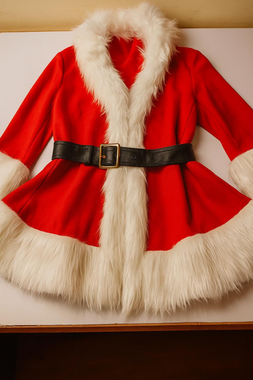 Handmade Santa Coat for Women | Red Wool Mrs. Claus Costume With Faux ...