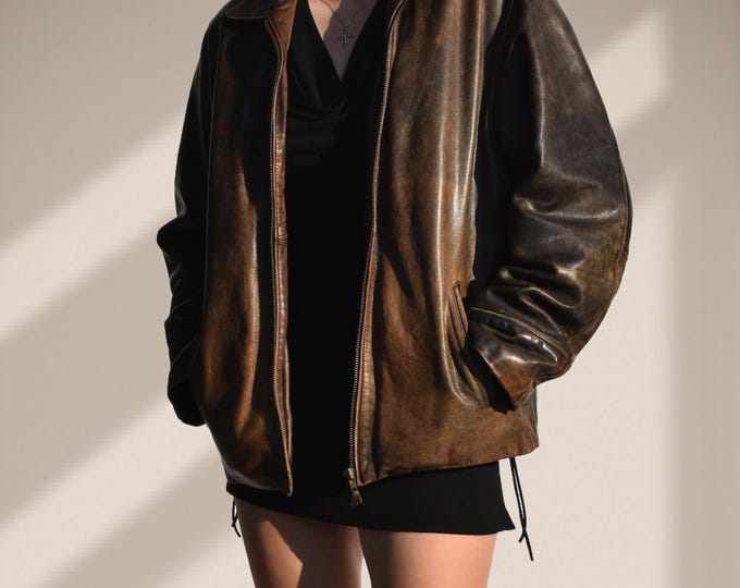 Leather Bomber Jacket Men , Vintage Leather Coat Men, Brown Leather ...