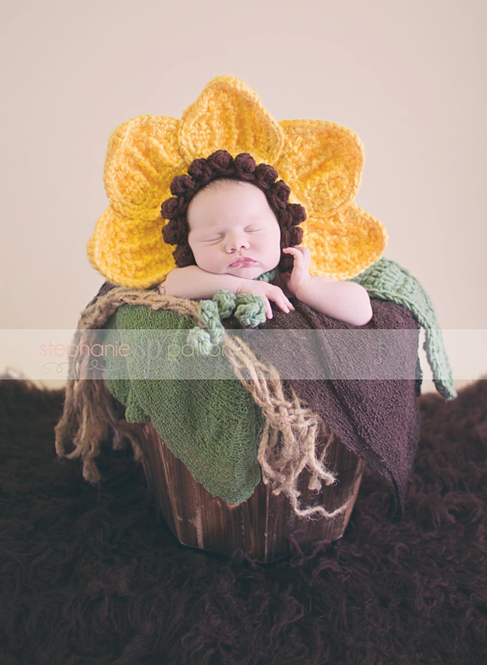 Newborn Flower Bonnet Leaf Cape Crochet Baby Flower Bonnet - Etsy