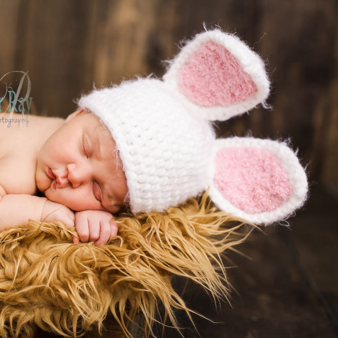Baby Bunny Hat - Crochet Bunny Hat - Baby Animal Hat - Newborn Photo ...