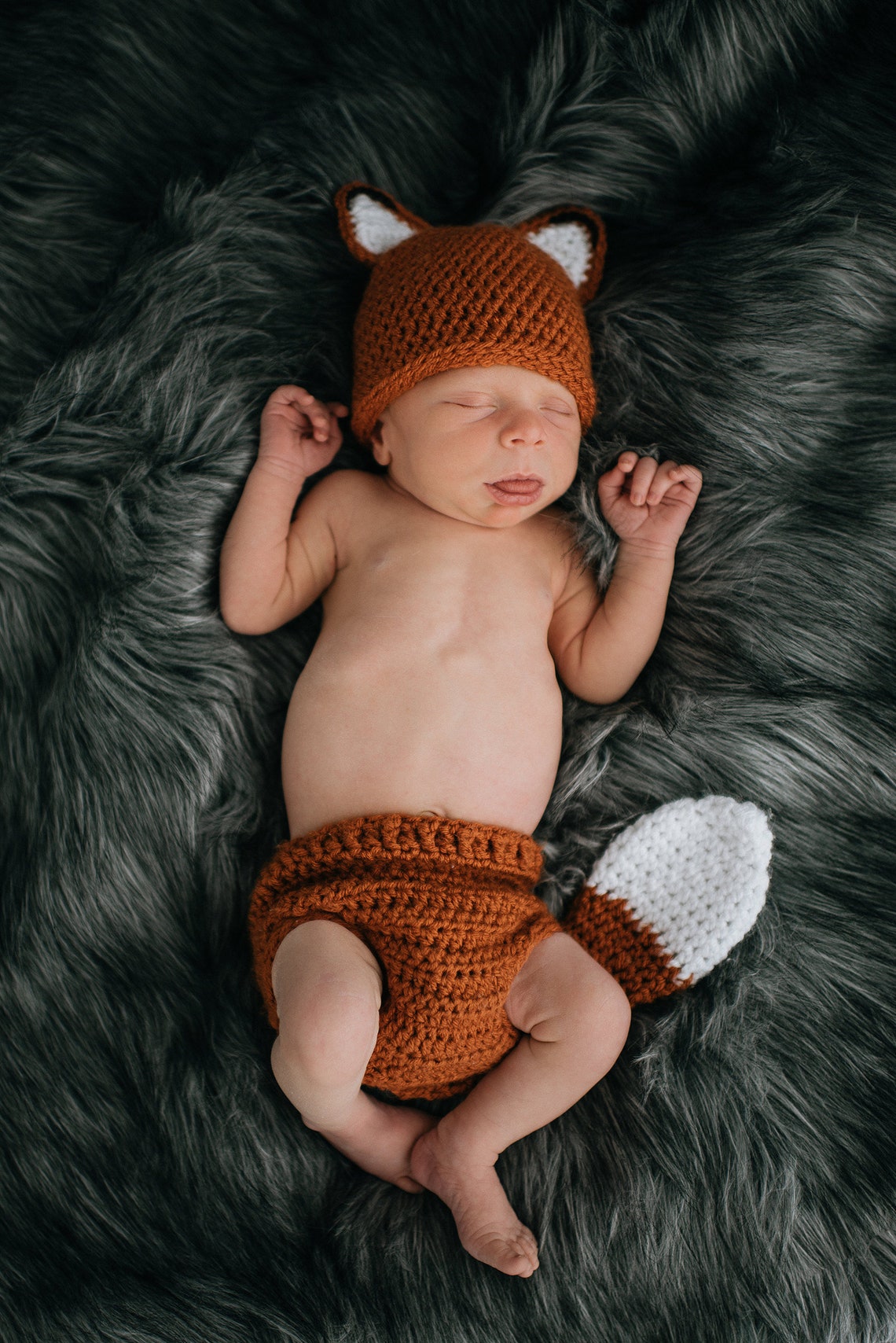 Newborn Fox Outfit - Crochet Baby Fox Set - Baby Fox Hat - Crochet ...