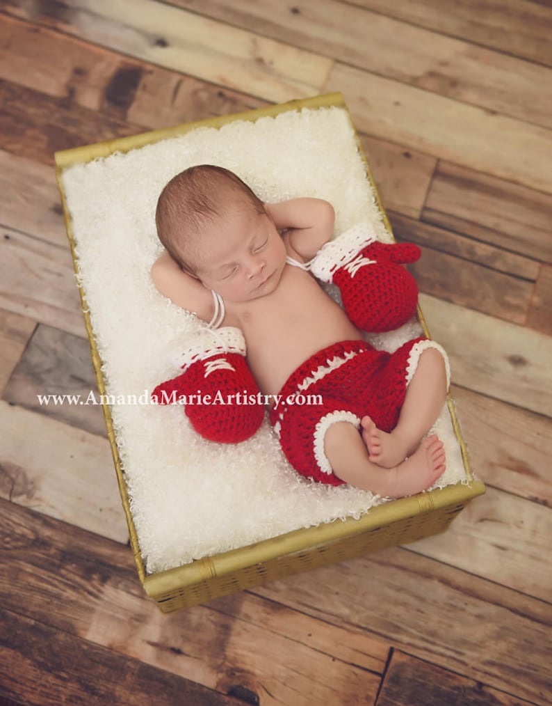 Crochet Baby Boxing Set - Boxing Gloves Trunks - Newborn Boxing Outfit ...