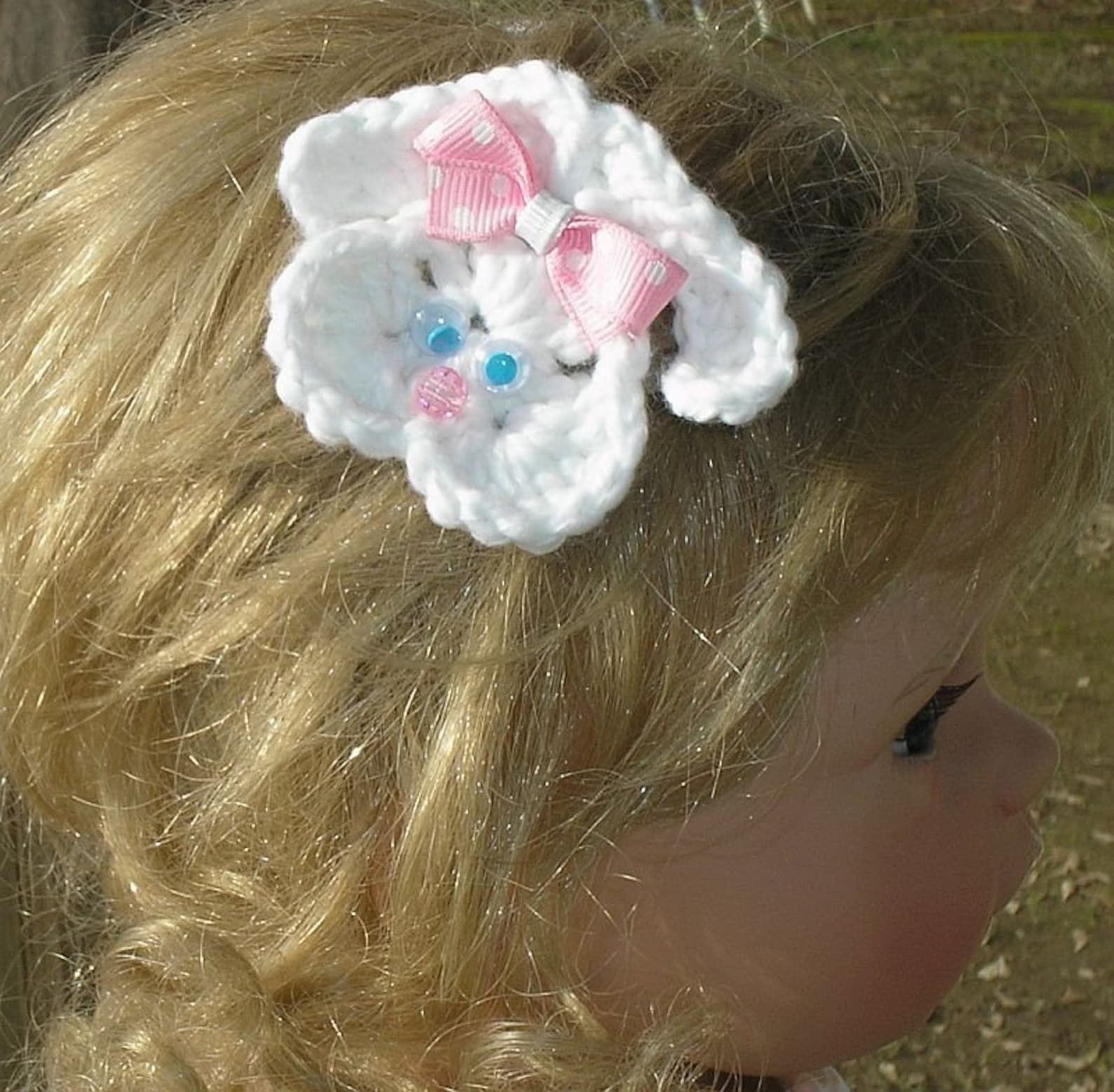 Crochet Easter Bunny Applique Hair Clips Set of 2 for Hair or | Etsy