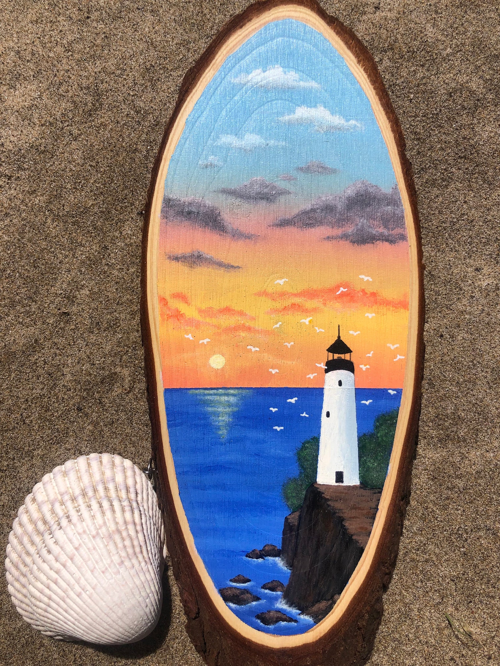 Hand Painted Wood Slice | Wood Slice Painting | Wood Slice Wall Art ...