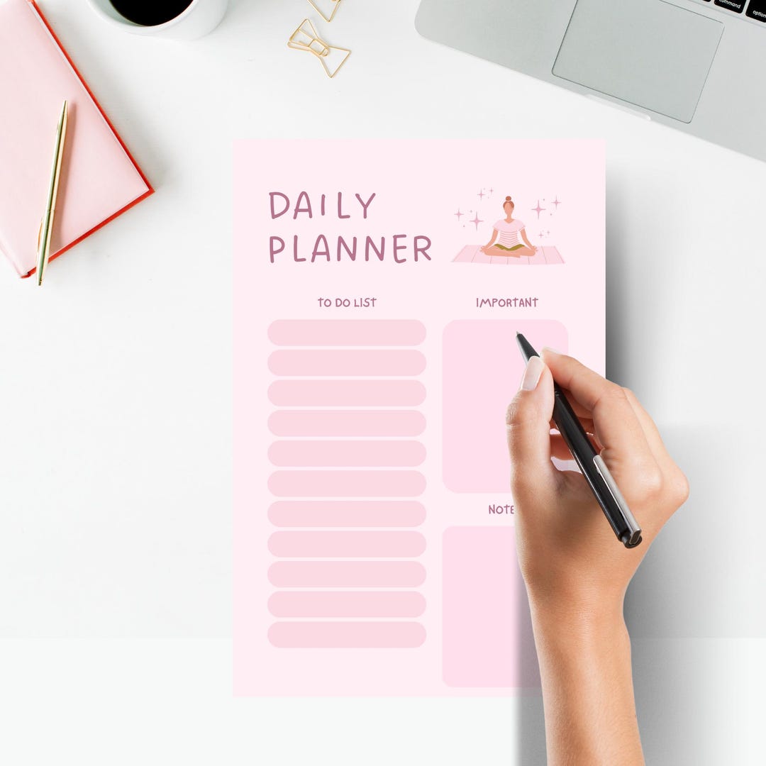 Daily Planner Printable – 5x7 Pink Minimalist To-do List, 30 Pages With ...