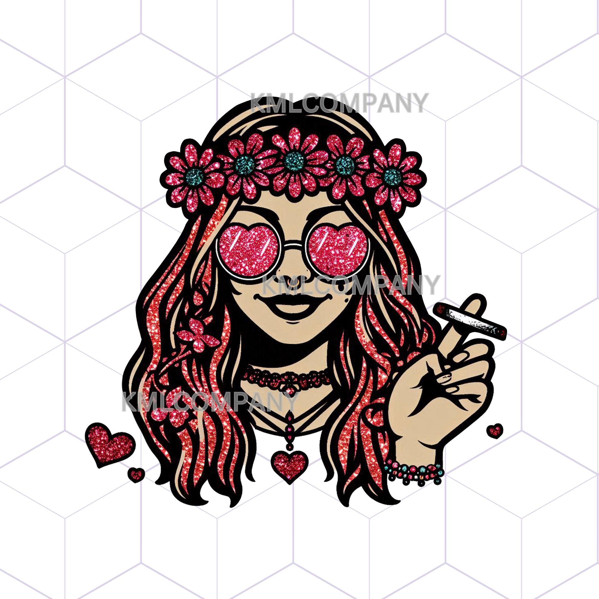 Glitter Hippie Stoner Girl SVG | Digital Download PNG File for ...