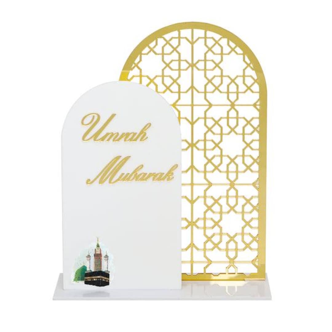 White & Gold "umrah Mubarak" Decorative Tabletop Sign - Etsy