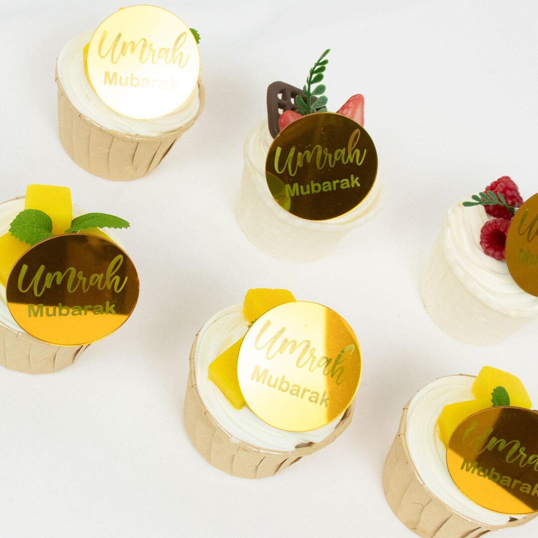 Umrah Mubarak Acrylic Cupcake Toppers – Gold Finish - Etsy
