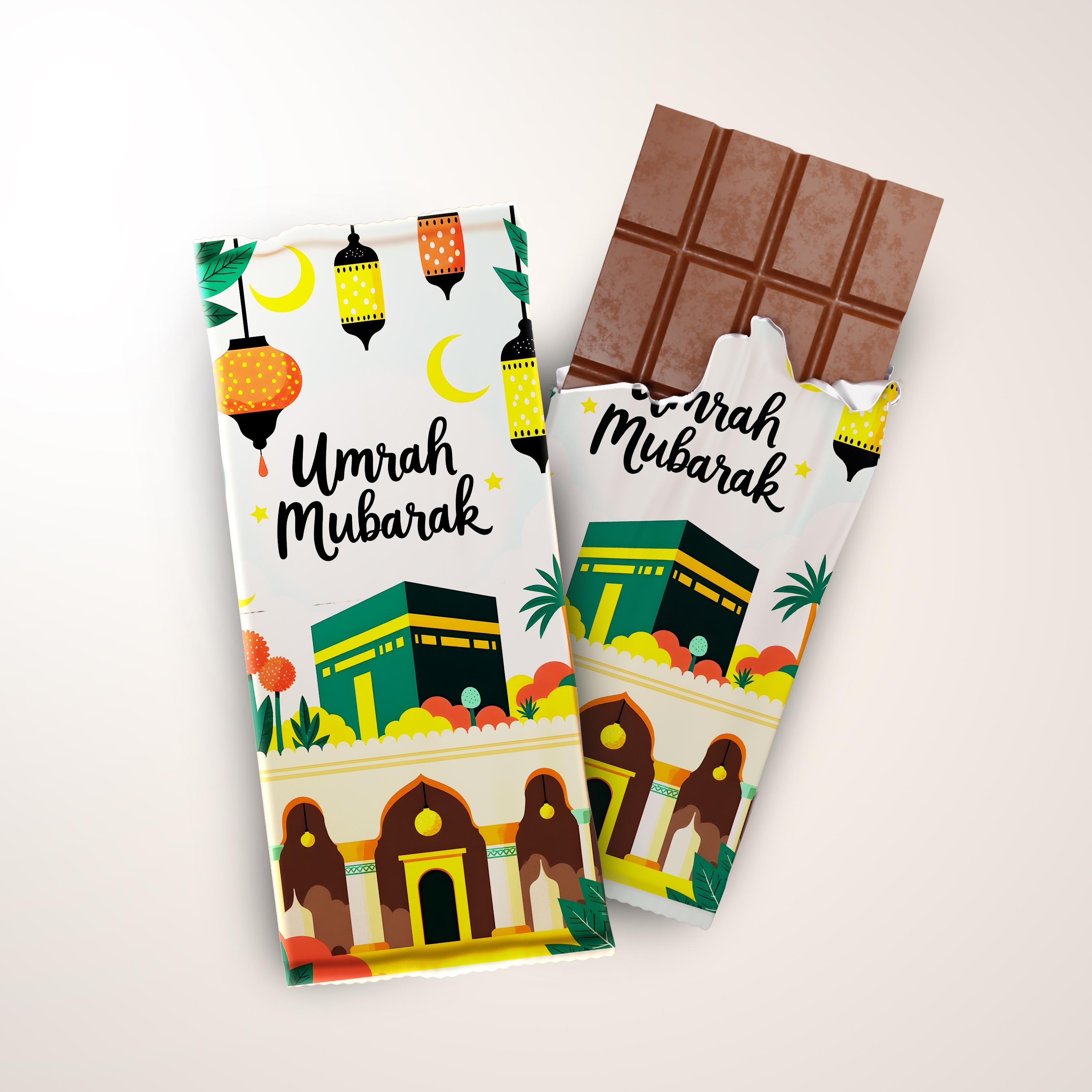 Umrah Mubarak Chocolate Bar 90g – Halal Milk Chocolate Islamic Gift ...