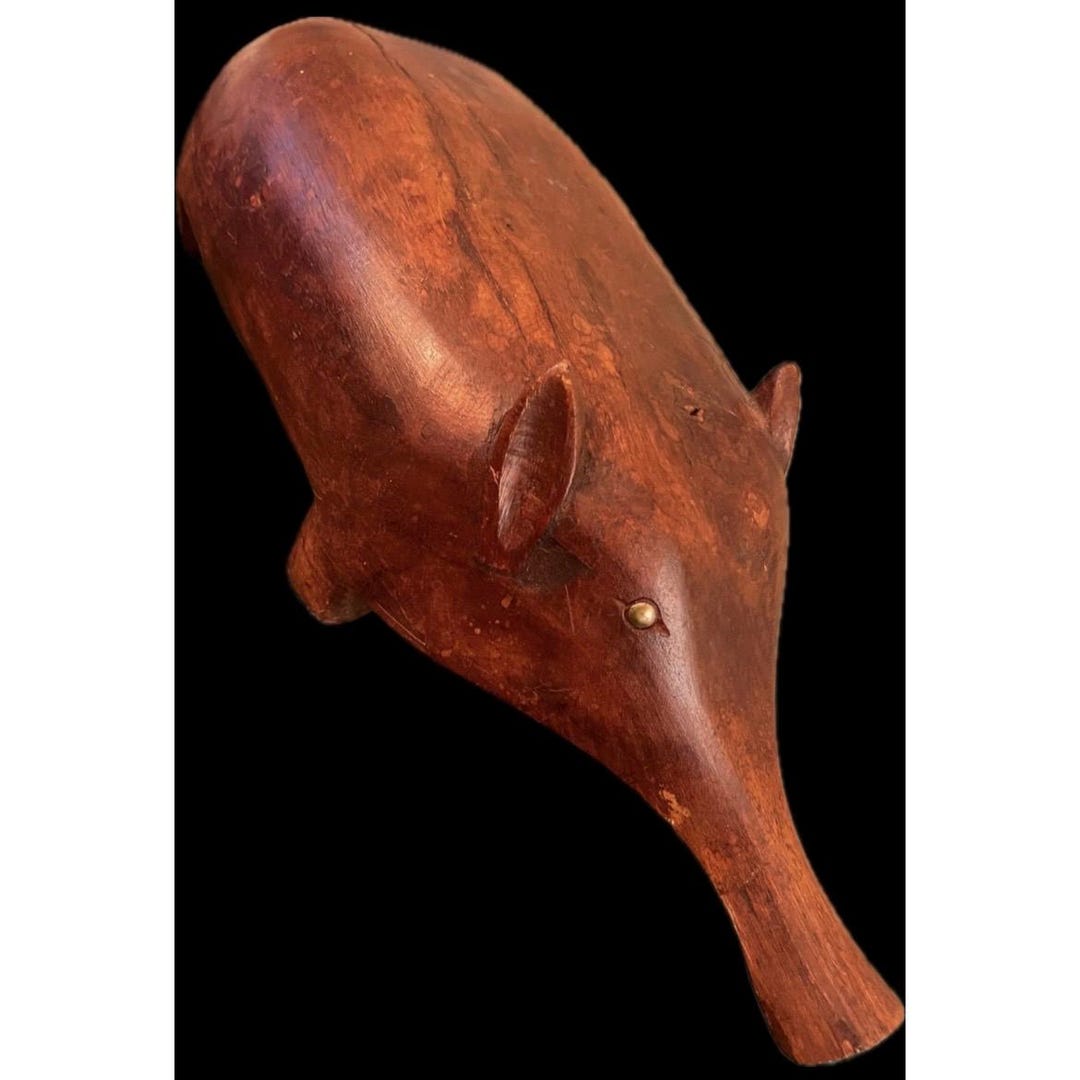 Vintage Solid Wood Pig Door Stop *HEAVY* With Steel Tail - Unique and ...
