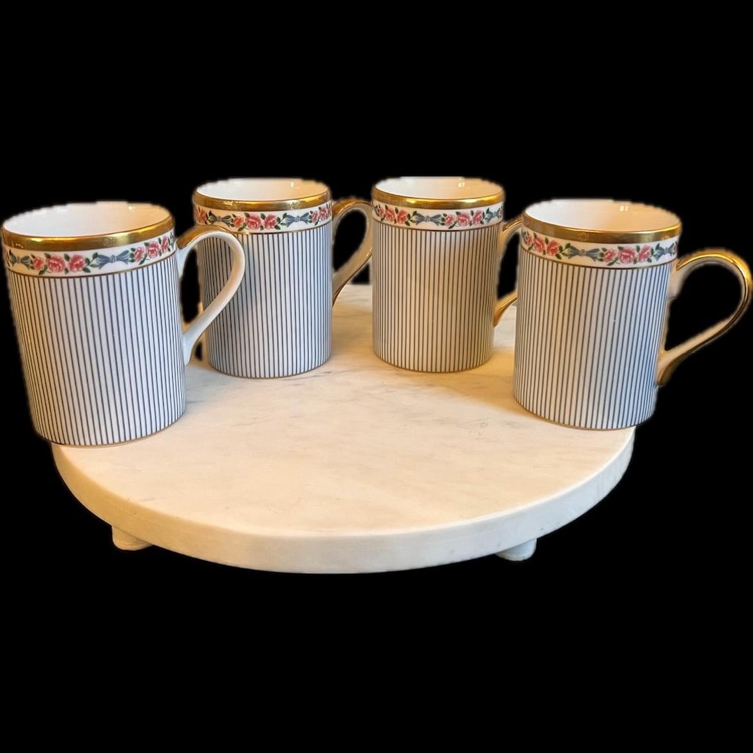 Set of 4 Vintage Christian Dior - Discontinued Dior Rose - Coffee Mugs ...