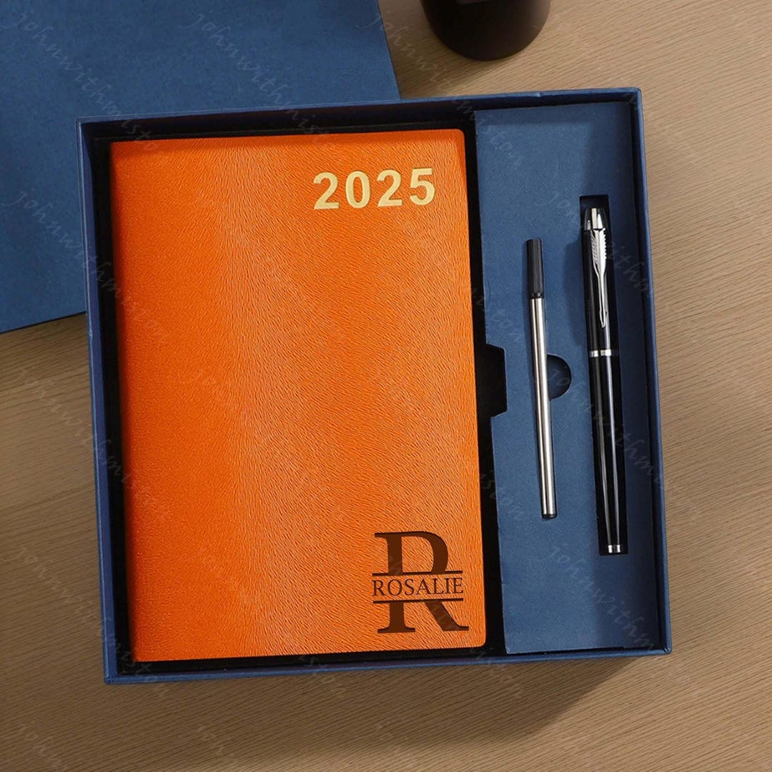 Personalised 2025 Diary, 2025 Diary, 2025 Planner, Notebook and Pen Set ...