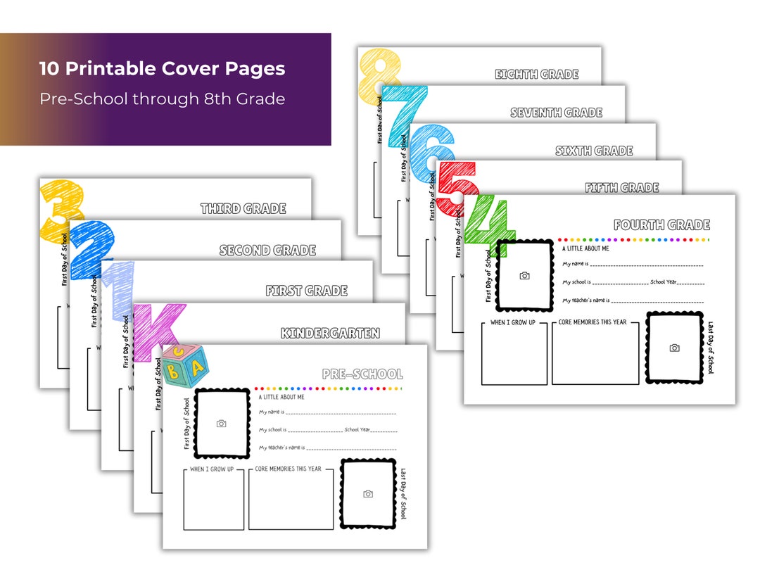 School Memory Box Kit Printable File Folder Covers - Etsy