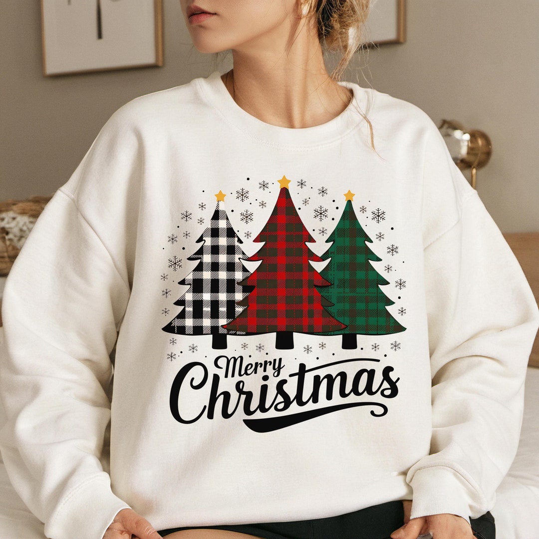Buffalo Plaid Christmas Trees Shirt, Merry Christmas Tshirt,merry Christmas T Shirt,santa Shirt ...