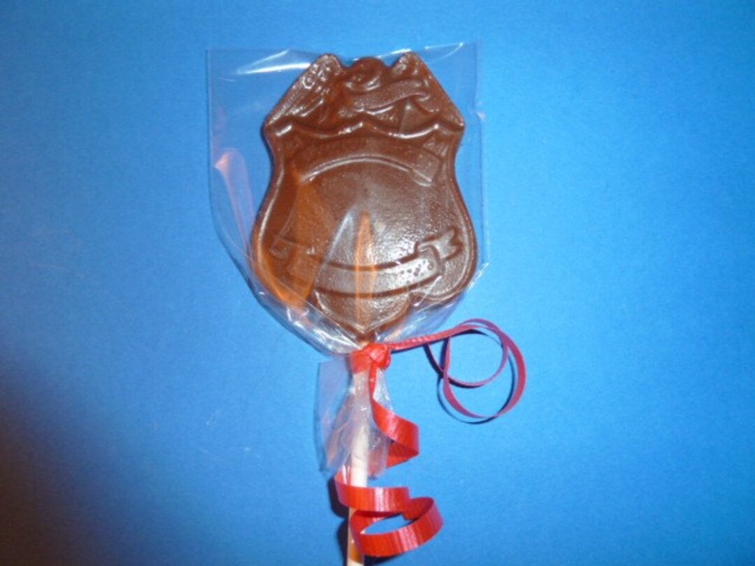 1 Dozen Chocolate Lollipop Police Officer Law Enforcement Badge Favors ...