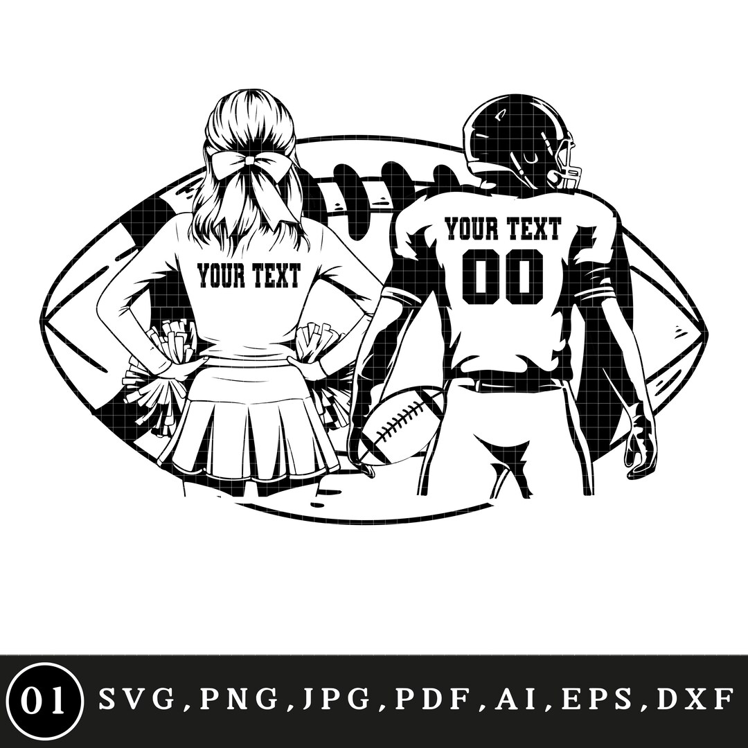 Cheerleader and Football Player SVG, Customizable Design (digital Files ...
