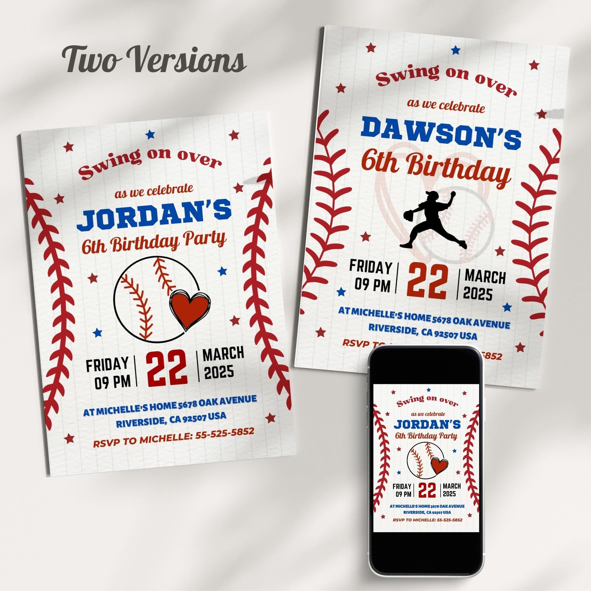 Editable Baseball Birthday Invitation, Sports Party Template (digital ...