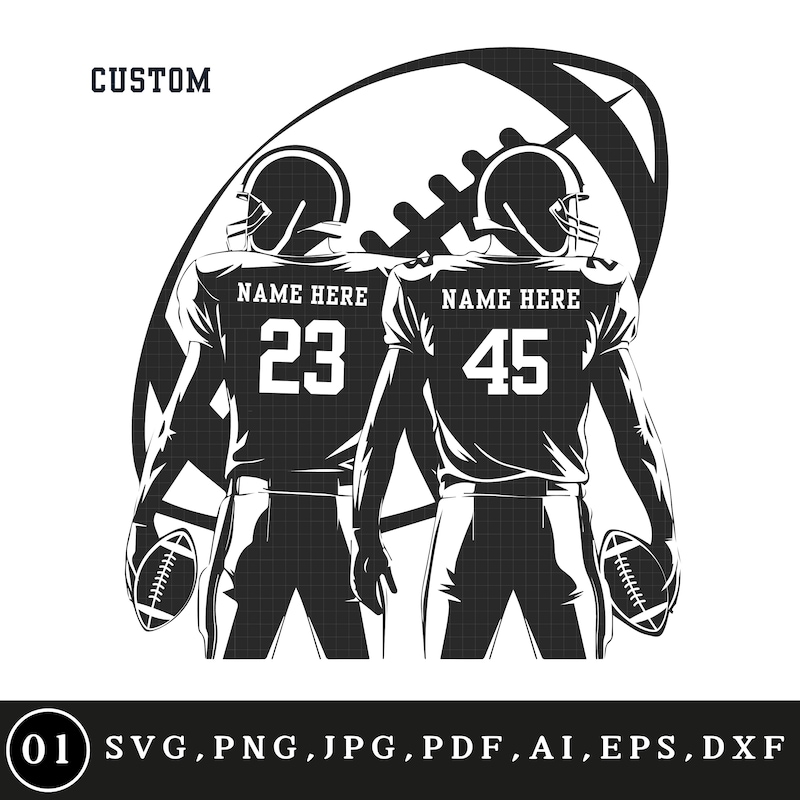 2 Football Player Svg - Etsy